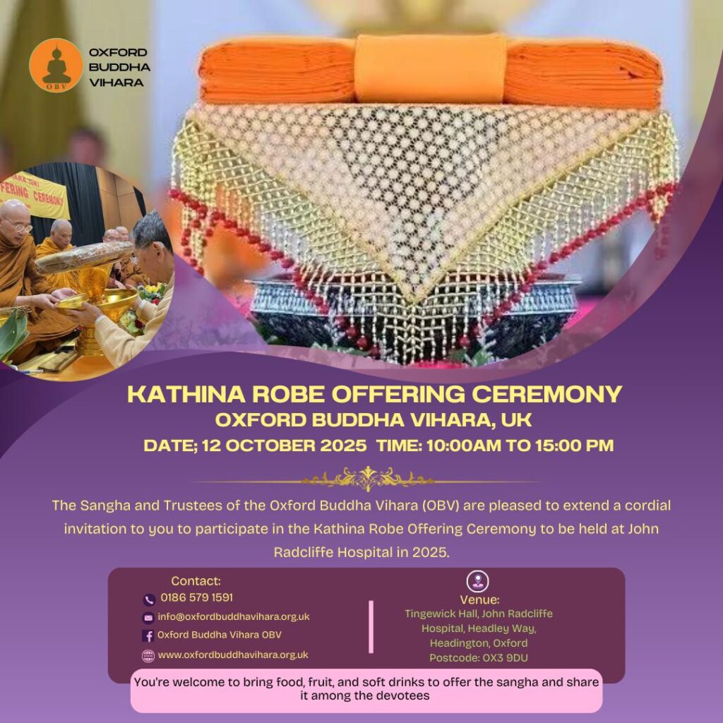 Oxford Buddha Vihara | Kathina Ceremony on 12th October 2025 - Oxford ...
